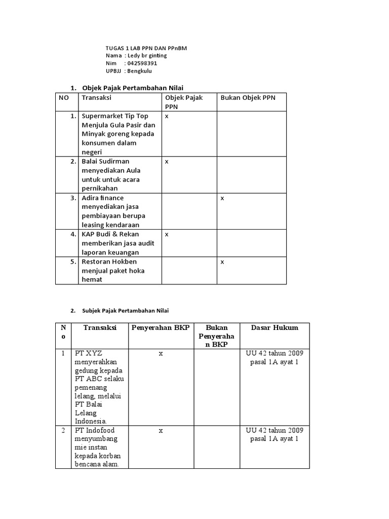 TUGAS 1 LAB PPN DAN PPNBM | PDF