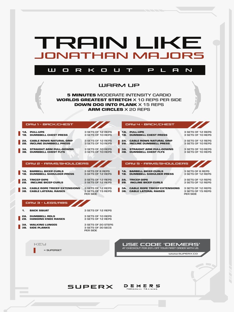 Jonathan Majors workout plan | PDF | Weight Training | Physical Exercise