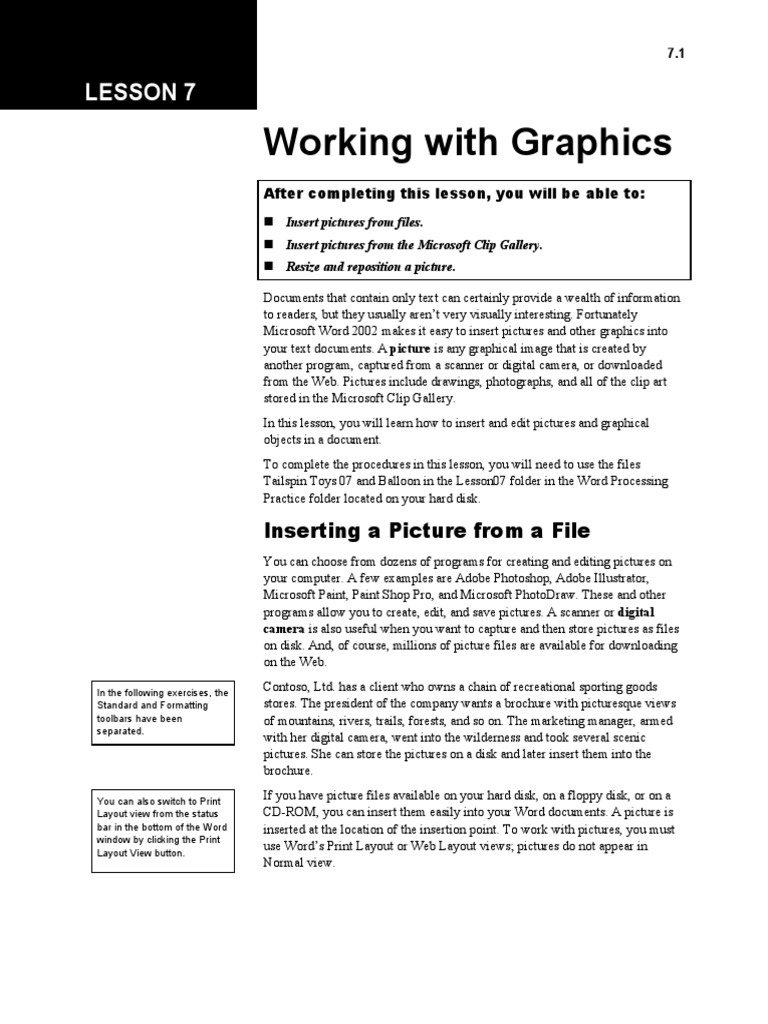 Word Processing Lesson 07 | PDF | Microsoft Word | Page Layout Word Processing Lesson 07 | PDF | Microsoft Word | Page Layout