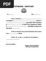 SSC Testimonial Sample | PDF | Educational Stages | Qualifications