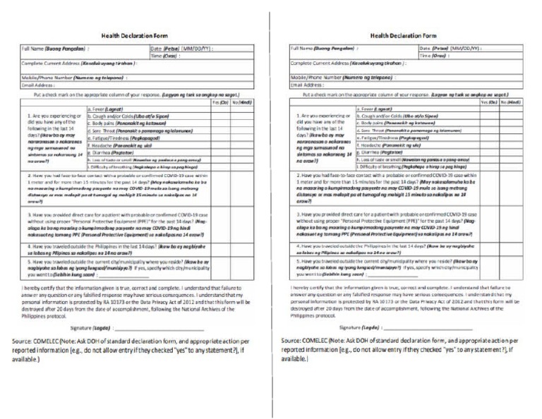 Everyday Contract Tracing Form For Guard | PDF