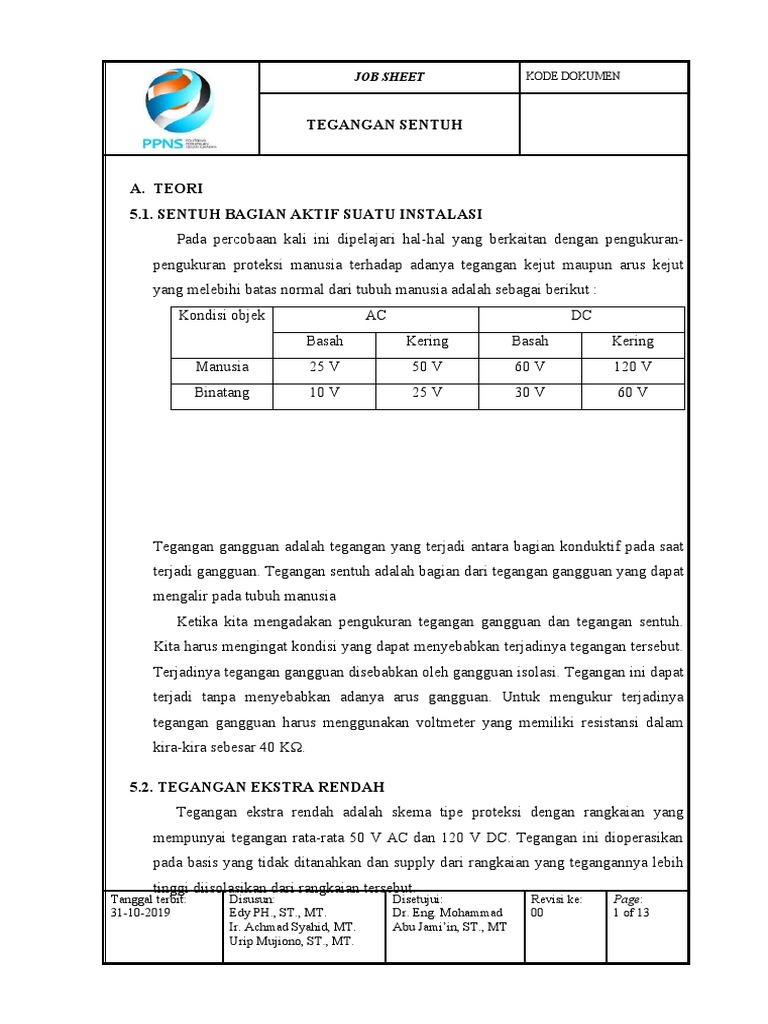 Modul 1 Tegangan Sentuh-1 | PDF