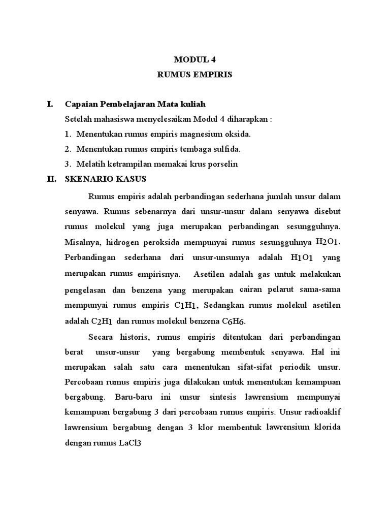 Mengidentifikasi Rumus Empiris Magnesium Oksida dan Tembaga Sulfida | PDF