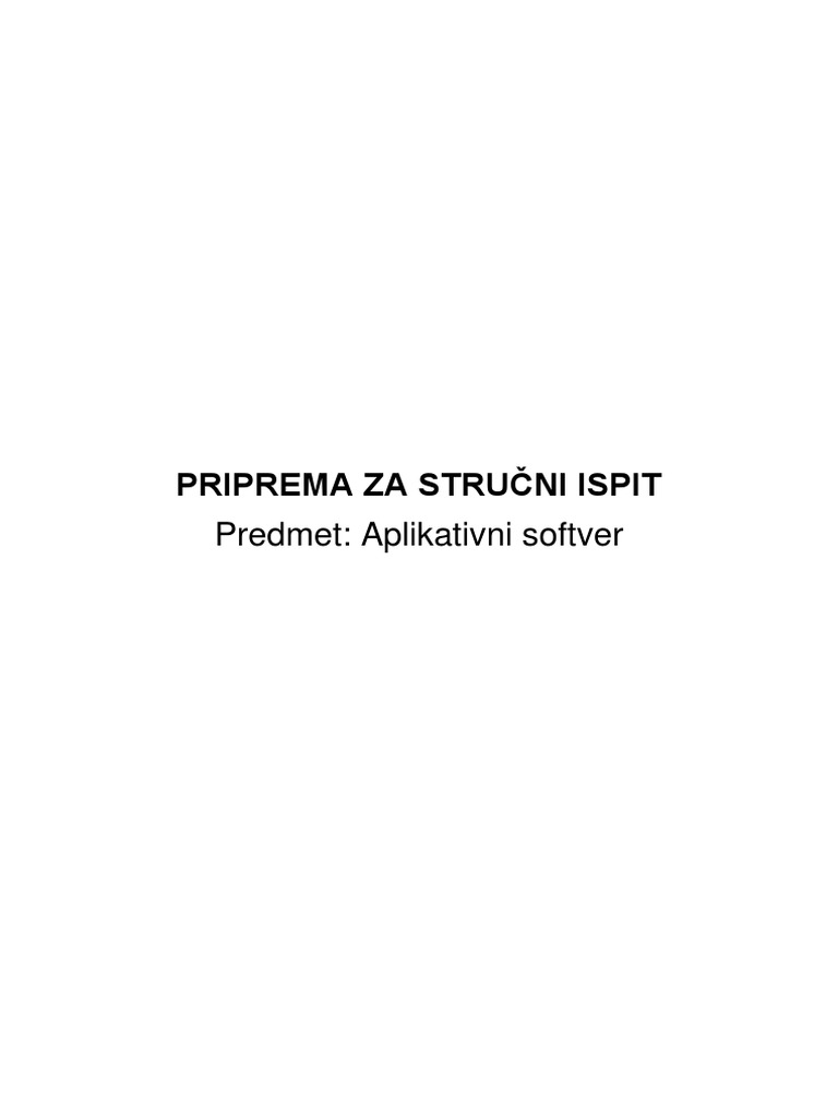 Aplikativni Softver - Stručni Ispit | PDF