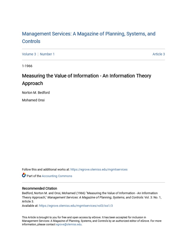Measuring The Value of Information - An Information Theory Approach ...