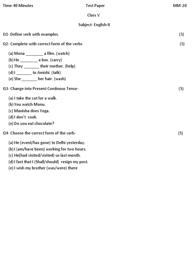 English 2 Question Paper | PDF | Language Arts & Discipline