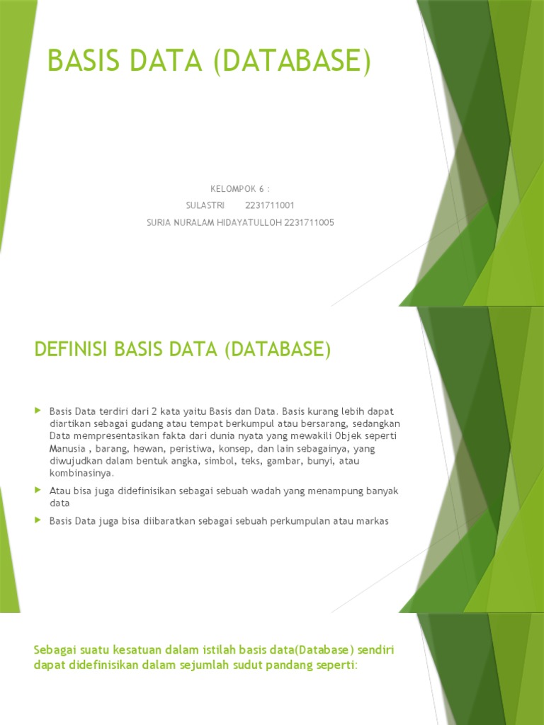 Revisi - PPT Makalah Basis Data (DATABASE) (Kelompok 6) | PDF