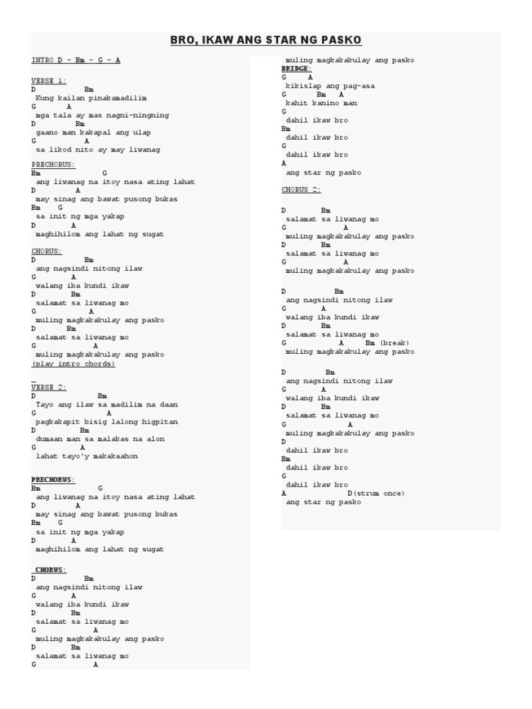 Bro Ikaw Ang Star NG Pasko. | PDF
