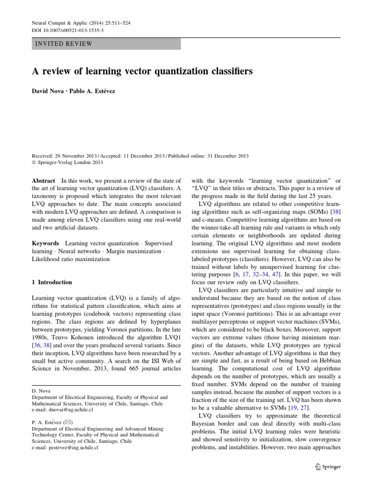 A Review of Learning Vector Quantization Classifiers | PDF | Normal Distribution | Matrix ...