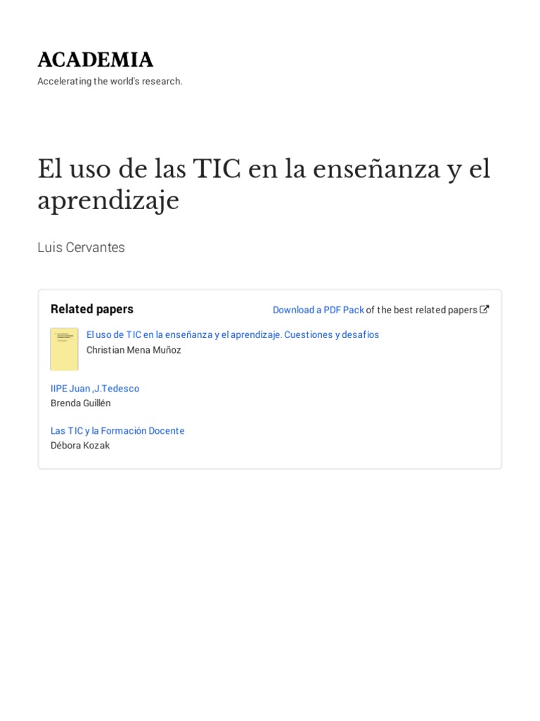 El Uso De Las Tic En La Ensenanza Y El Aprendizaje With Cover Page V2