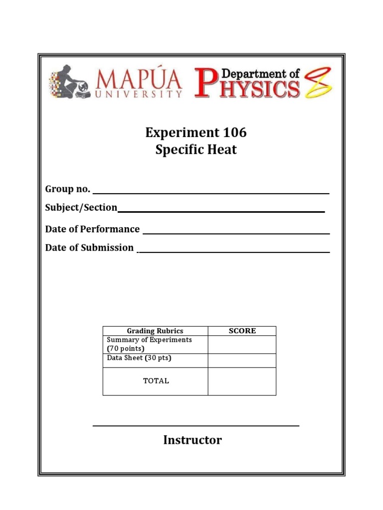 E106 Lab Report Template | PDF | Heat | Temperature