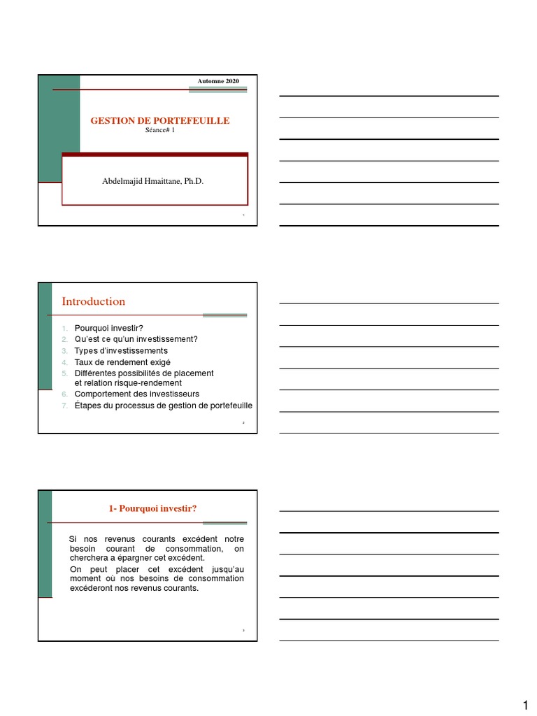 Cours1 Students | PDF | Investir | Risque