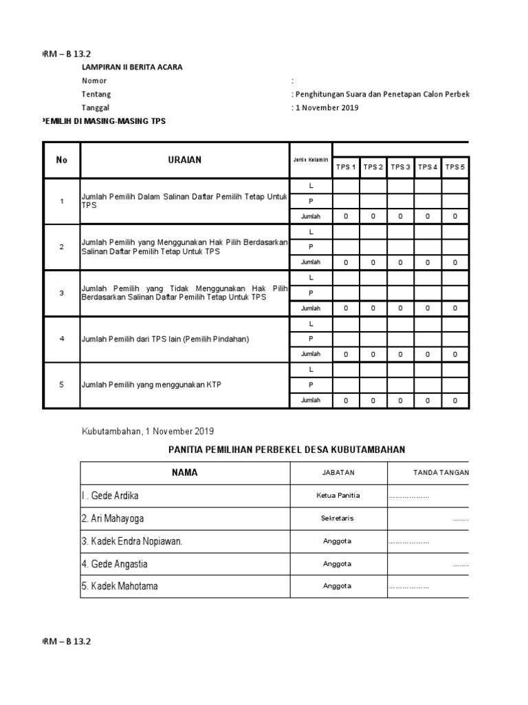 Rekap Hasil Perhitungan Suara Di PPS | PDF