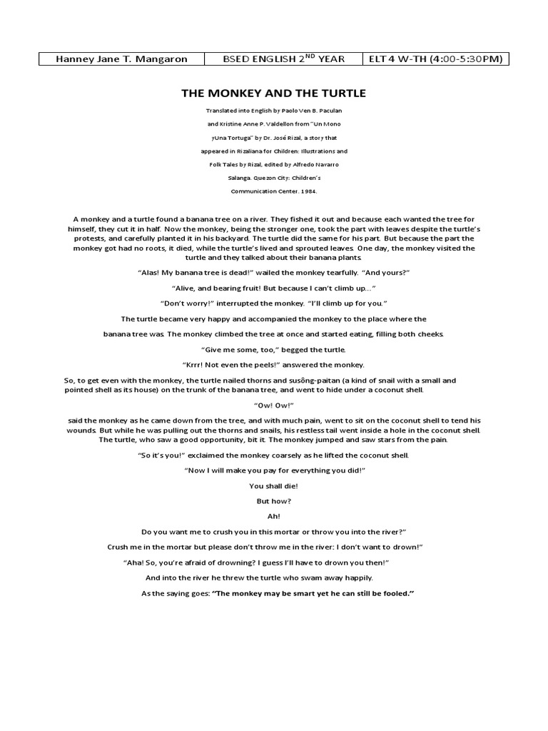 the turtle and the monkey | PDF