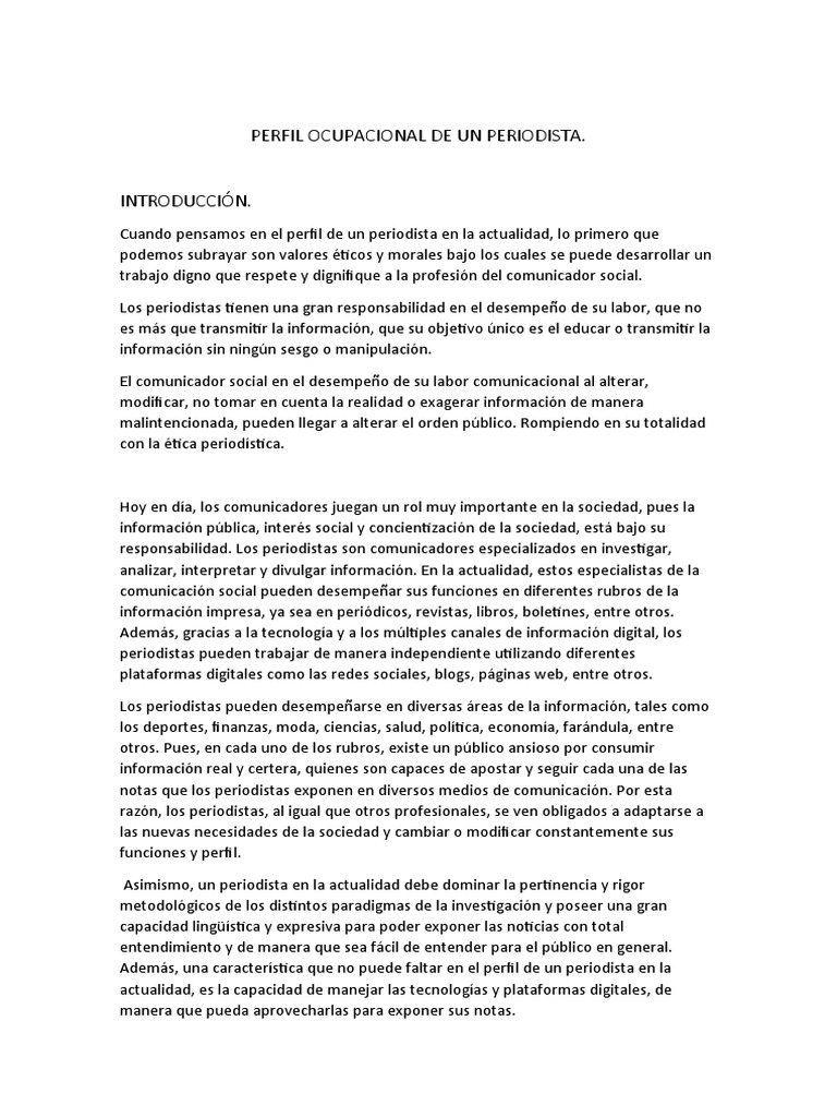 Perfil Actual del Periodista | PDF | Periodista | Información