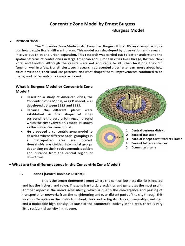 Concentric Zone Model & Sector Theory | Download Free PDF | City | Suburb