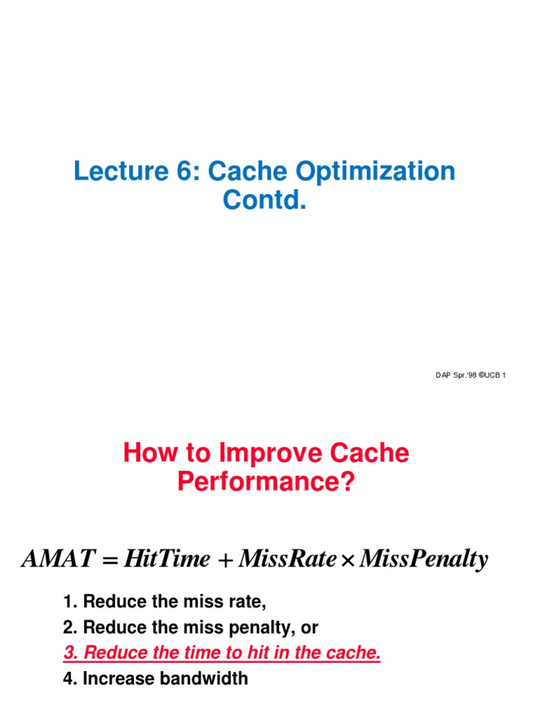 Lecture 6 Cache Optimization Contd. | PDF | Cpu Cache | Central Processing Unit
