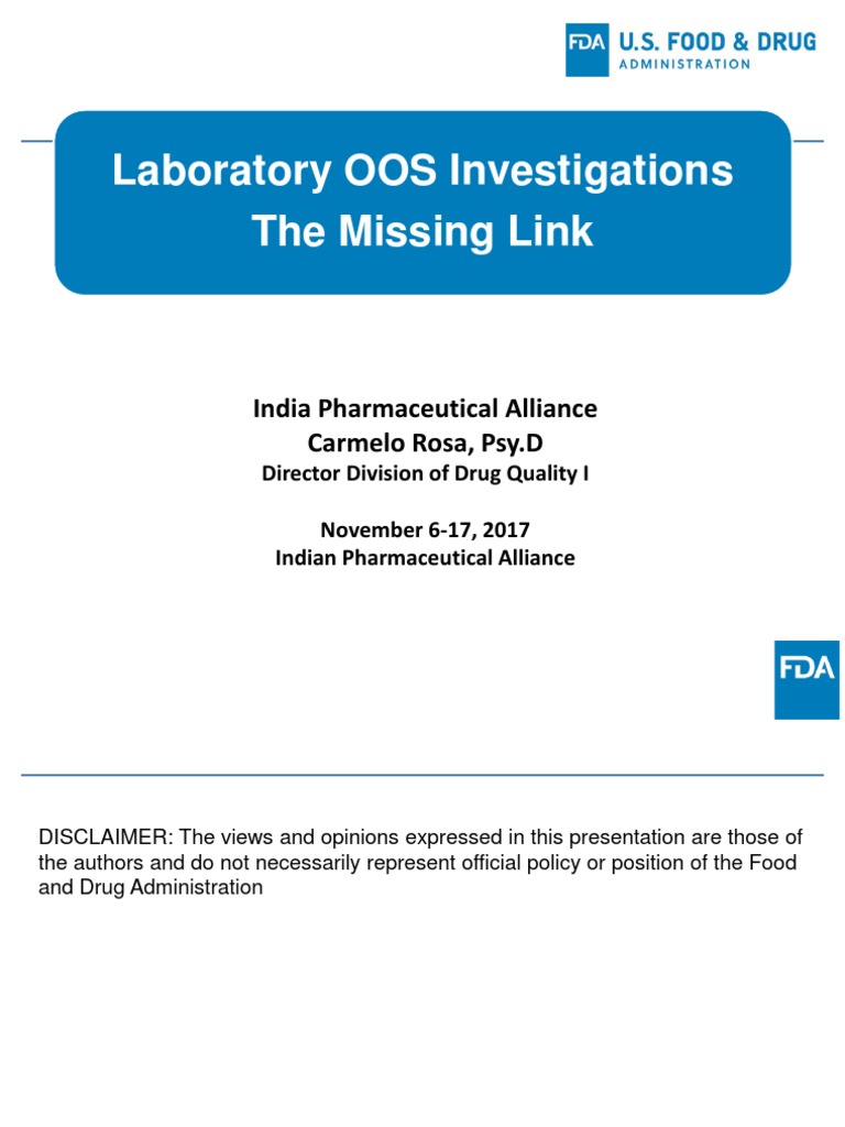 IPA Presentation, Nov 2017 - Lab OOS Investigation | PDF | Clinical Trial | Data Analysis