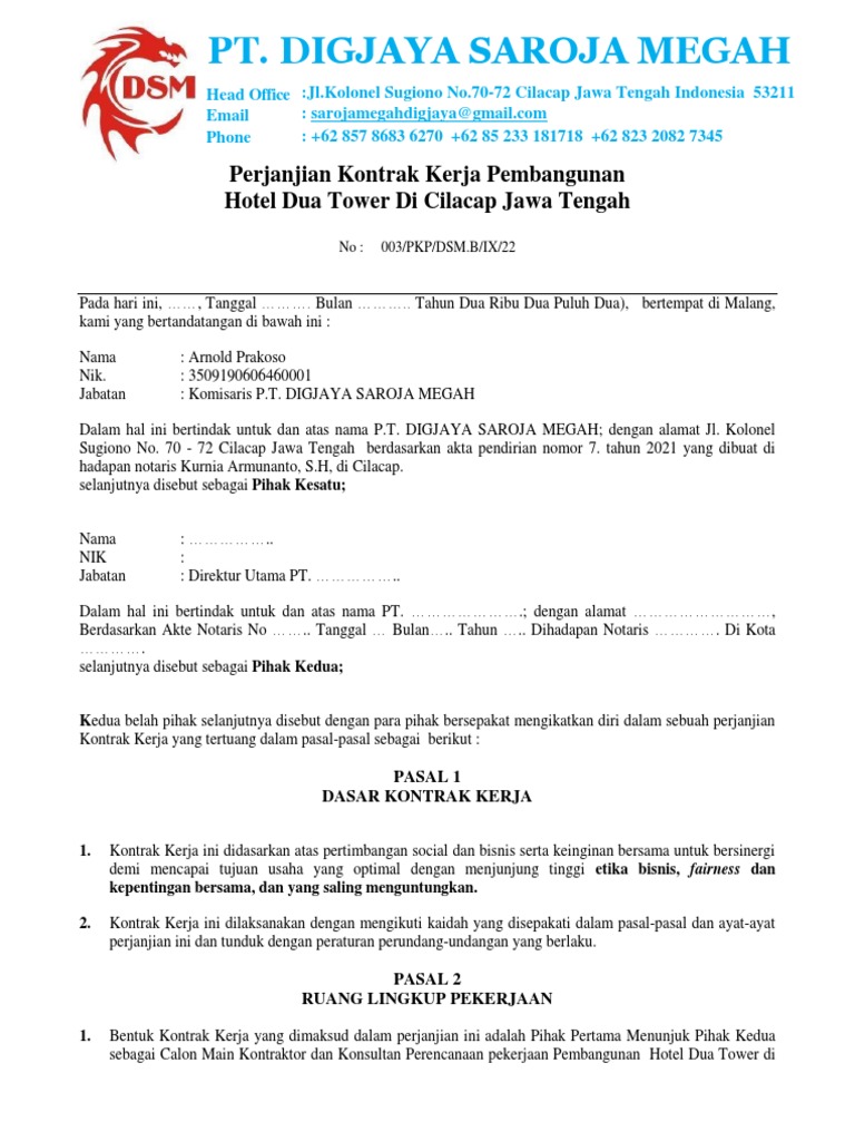 Draft PKK DGN Kop Baru - Ucok | PDF | Pengelolaan Keuangan & Uang