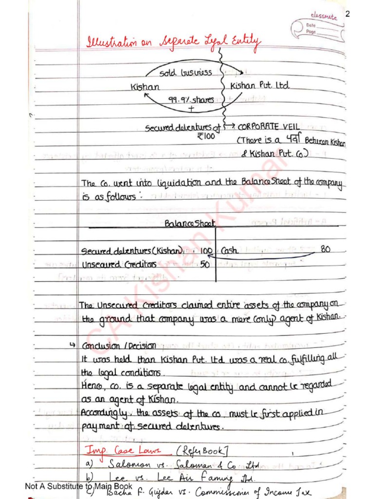 Company Law Handwritten Notes by CA Kishan Kumar Sir | PDF