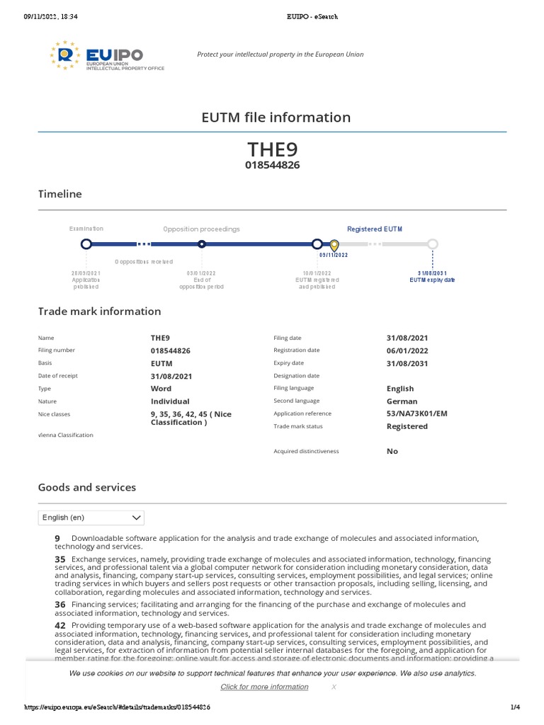 EUIPO - Esearch - The9 | PDF | Trademark | Glossary Of Patent Law Terms