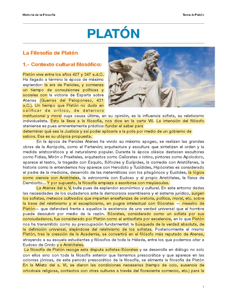 Platón Pdf Platón Conocimiento