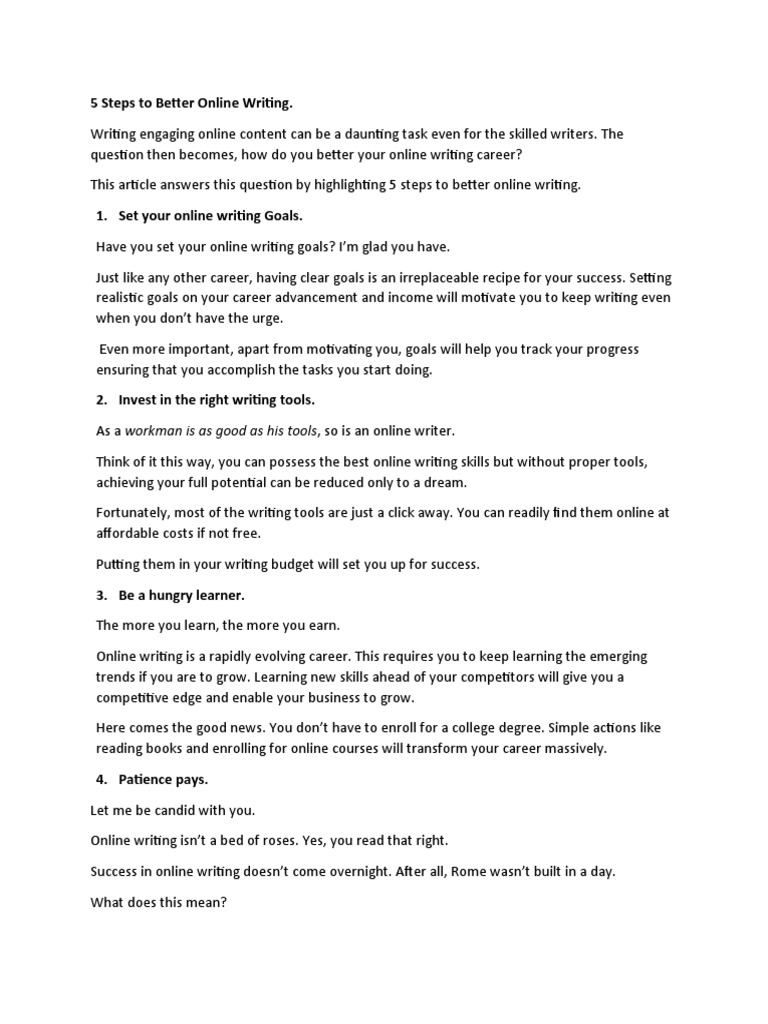 5 Steps To Better Online Writing | PDF | Educational Technology ...