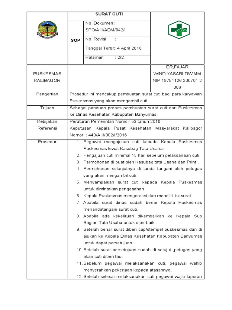 Format SPO Surat Cuti | PDF
