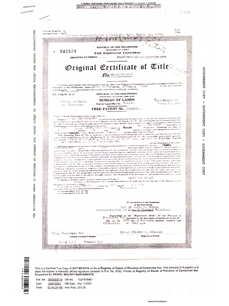Original Cert of Title | PDF