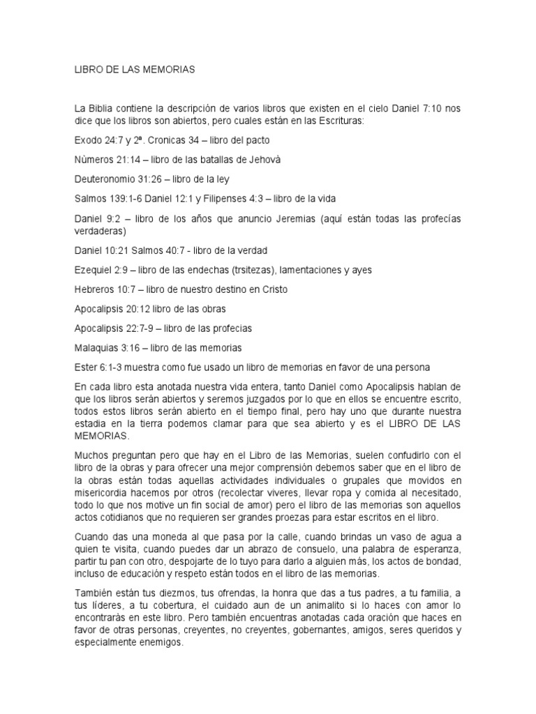 El Libro de las Memorias en la Biblia | PDF | Contenido bíblico