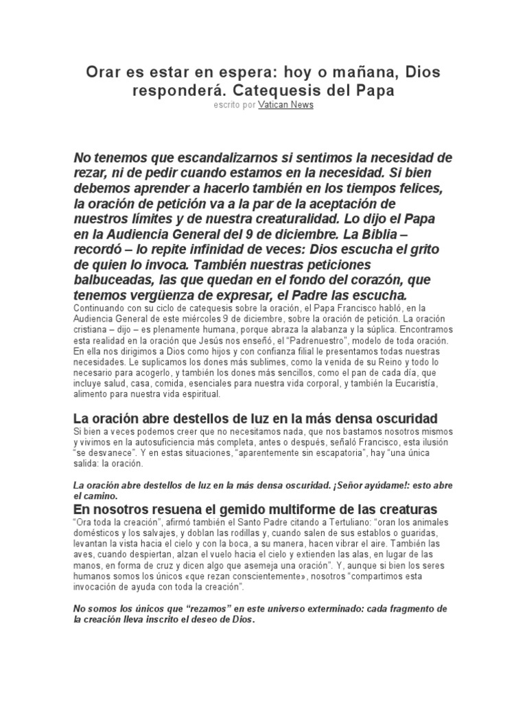 Orar Es Estar en Espera | PDF | Oración | orador del Señor