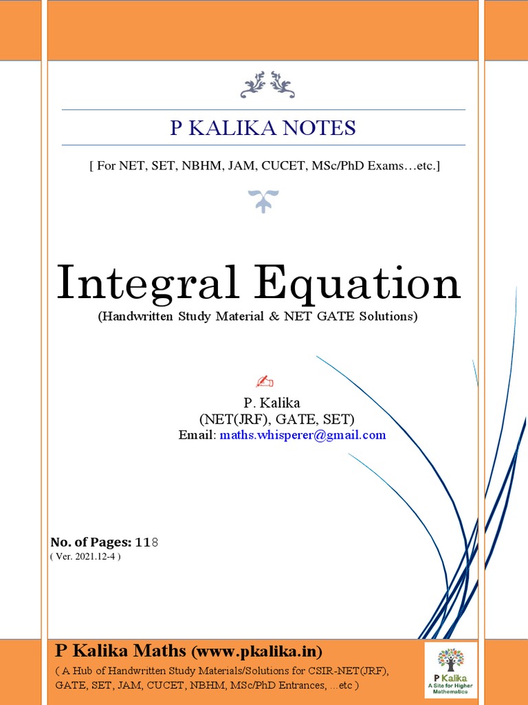 Csir Net Integral Equations | Download Free PDF | Partial Differential Equation | Mathematical ...