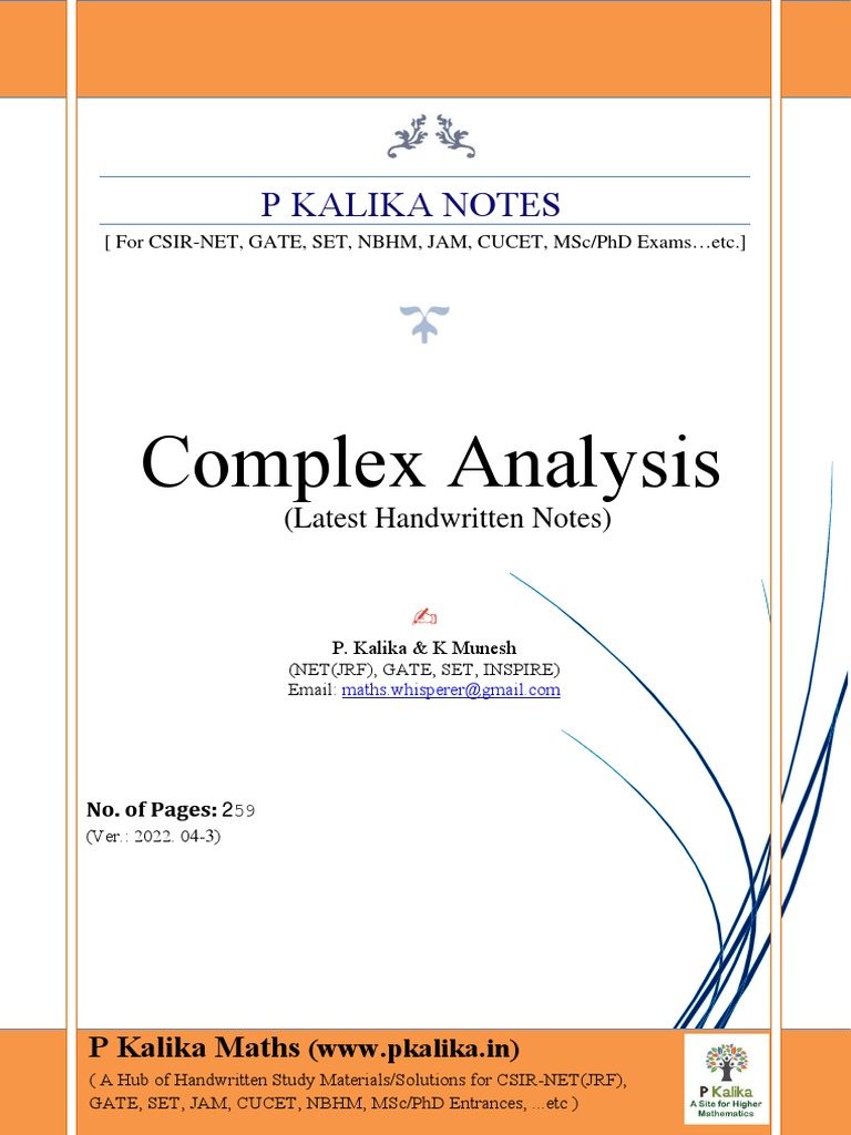 Csir Net Complex Analysis Pdf Complex Number Complex Analysis