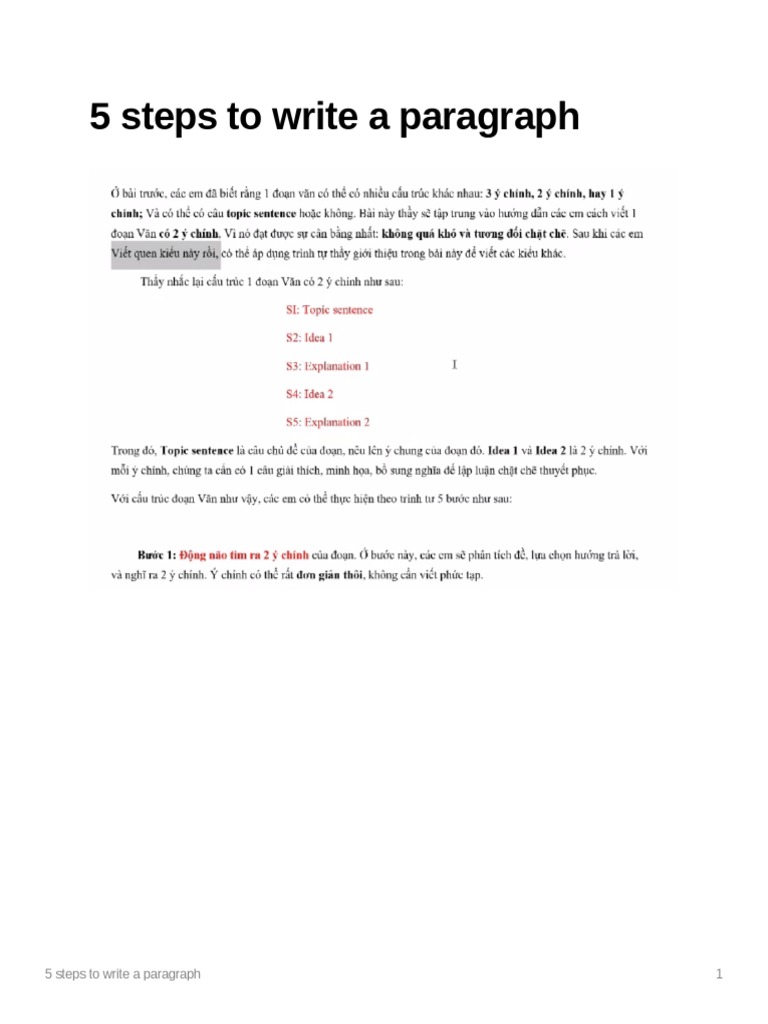 5 Steps To Write A Paragraph | PDF | Career & Growth | Language Arts ...