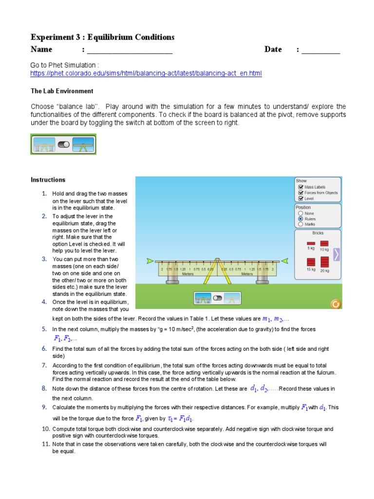 Experiment 3 - Equilibrium System | PDF | Lever | Force