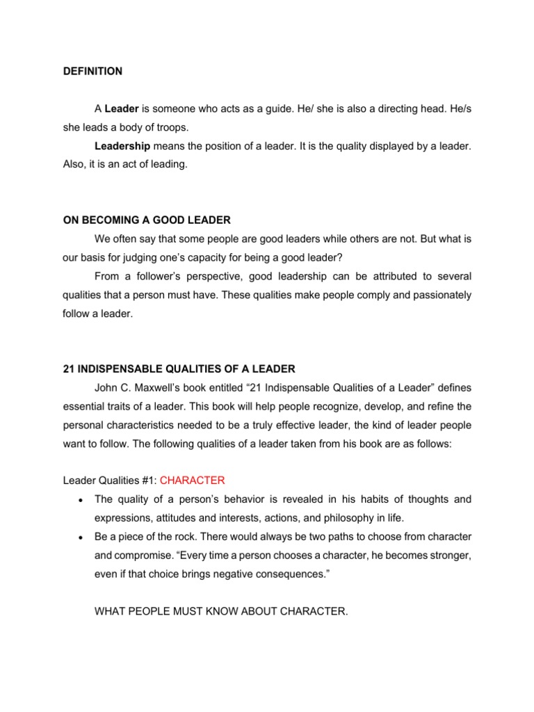 21 Qualities of a Leader | PDF | Leadership | Transformational Leadership