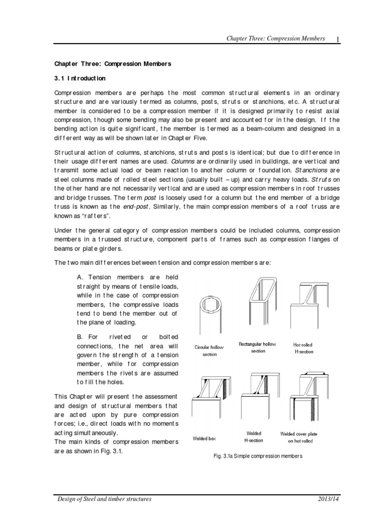 Chapter Three: Compression Members | Download Free PDF | Buckling | Truss