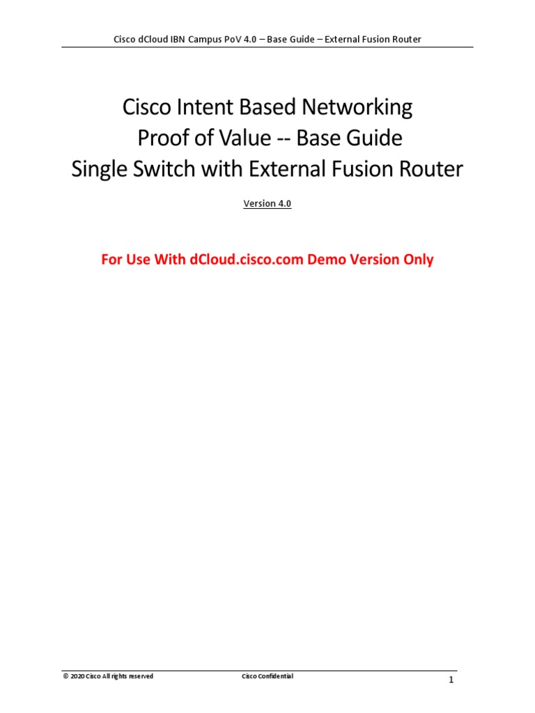 IBN Campus PoV v4 0 DCloud Base Guide Single Switch With External Fusion Router v4.1 | PDF ...