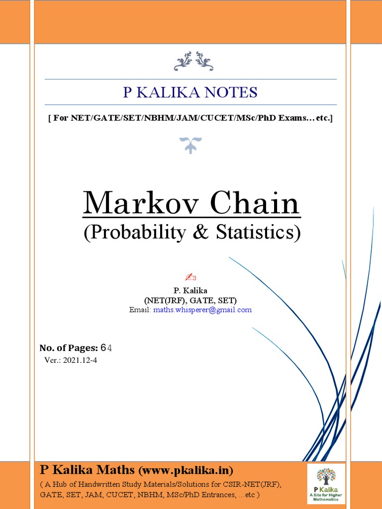 Csir Net Marcov Chains | PDF | Markov Chain | Partial Differential Equation