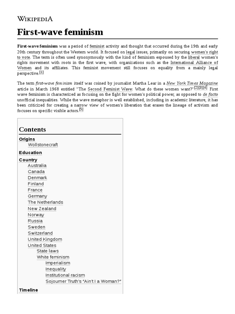 First-Wave Feminism | PDF | Feminism | Gender Studies