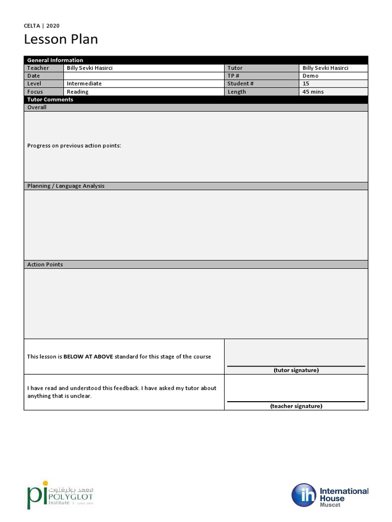 TP Lesson Plan Sample | PDF | Teaching Method | Learning