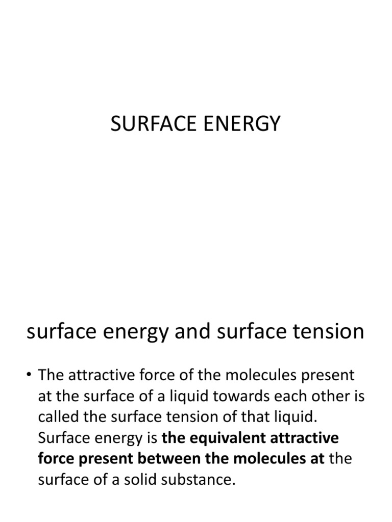 Surface Energy | PDF | Surface Tension | Liquids