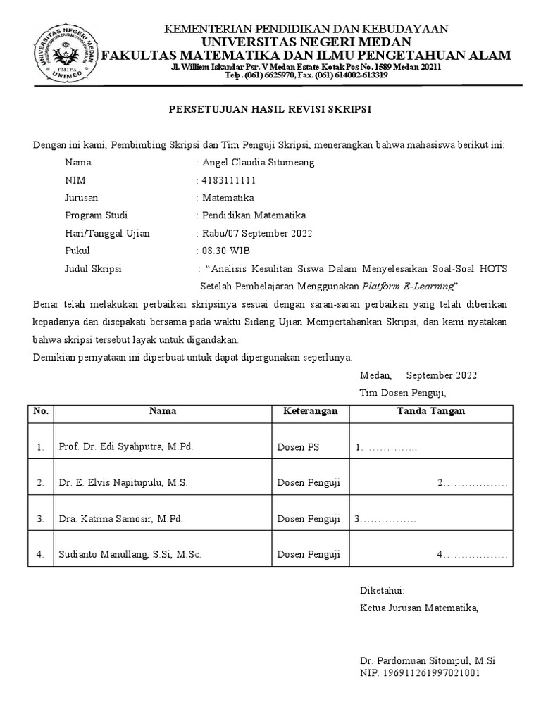 Lembar Revisi Skripsi | PDF