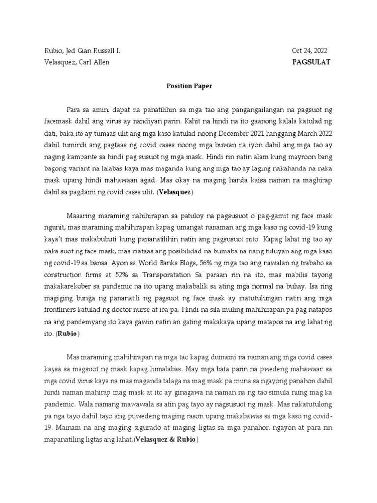 Position Paper 1 | PDF