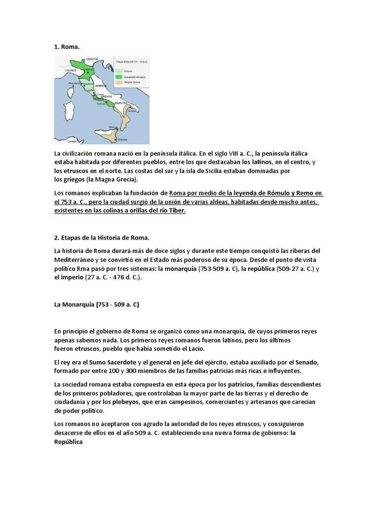 17 - Roma Resumen | PDF | imperio Romano | Republica Romana