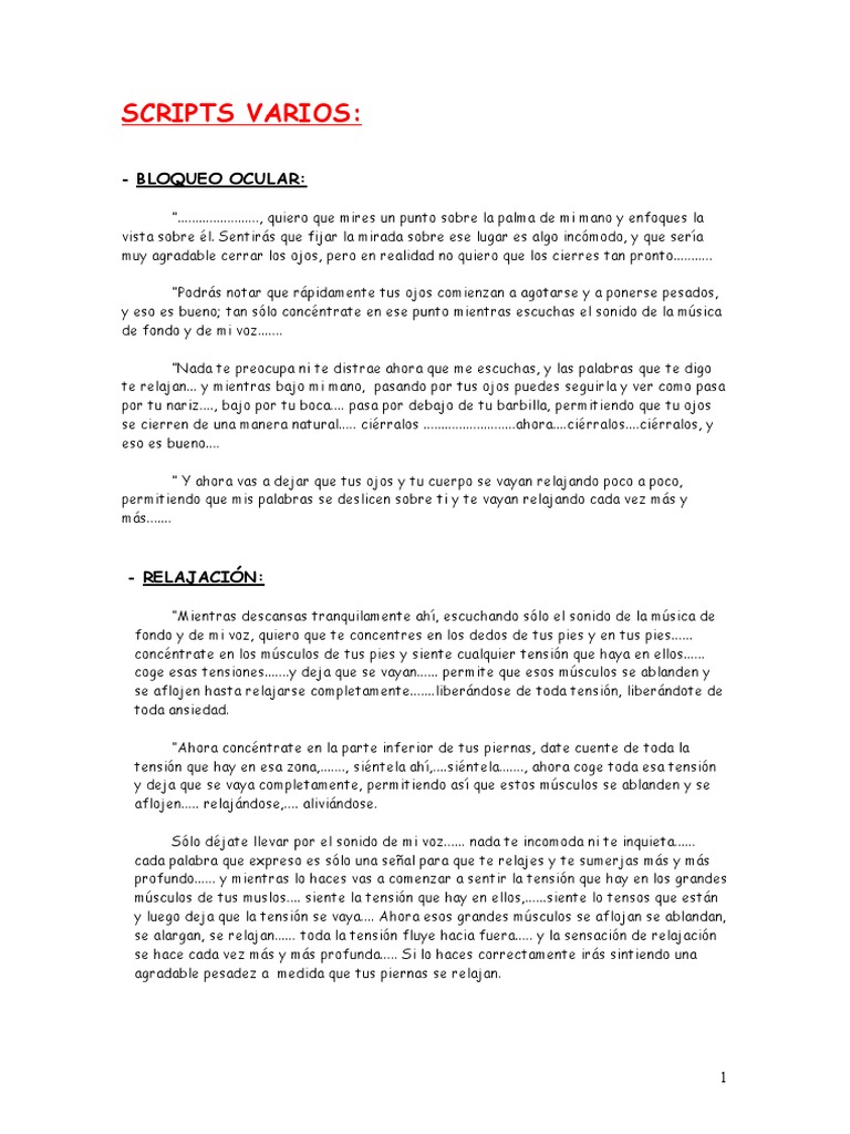 Scripts Varios Hipnosis Clinica | PDF | Hipnosis | Sicología