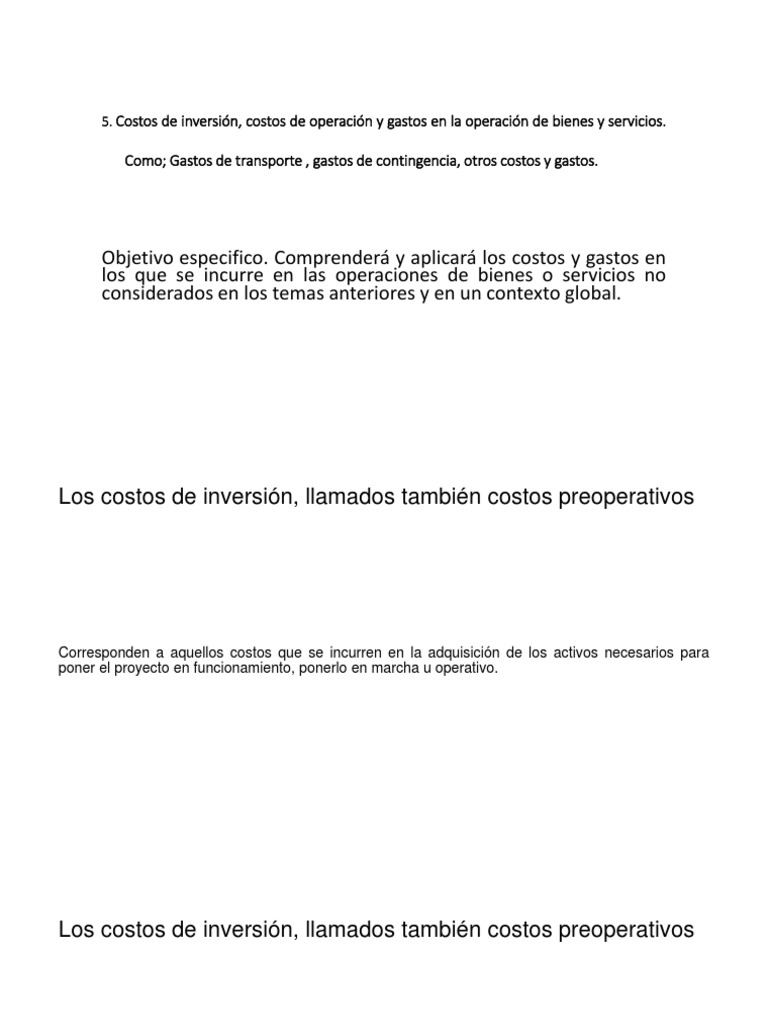 Otros Costos de Inversión | PDF | Costo | Business