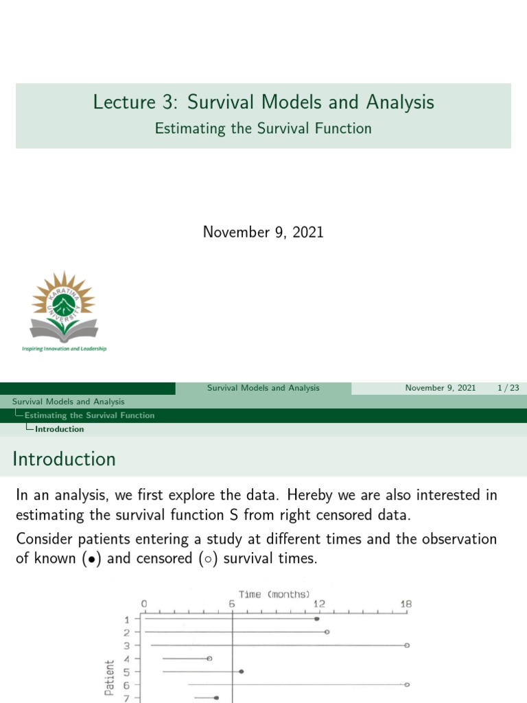 Survival - Notes (Lecture 3) | PDF | Statistics | Teaching Mathematics Survival - Notes (Lecture 3) | PDF | Statistics | Teaching Mathematics