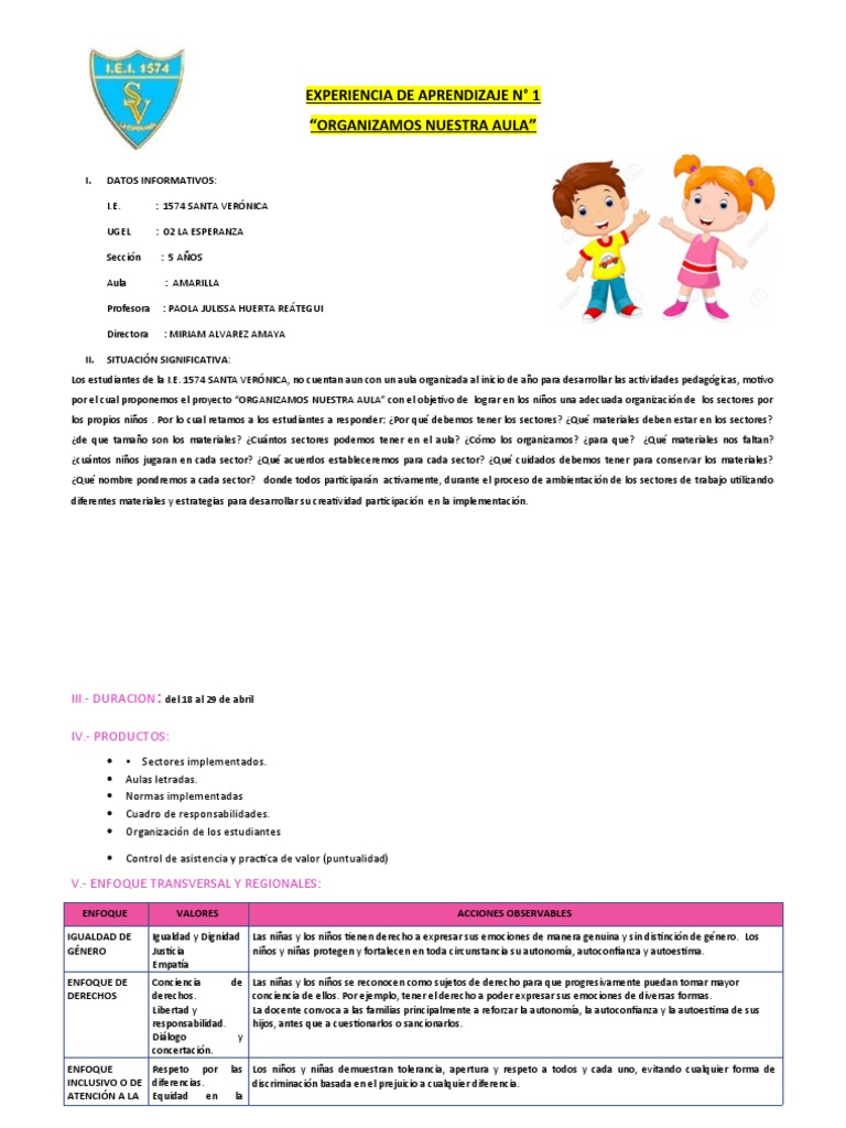 Experiencia de Aprendizaje N 1 | PDF | Aprendizaje | Evaluación