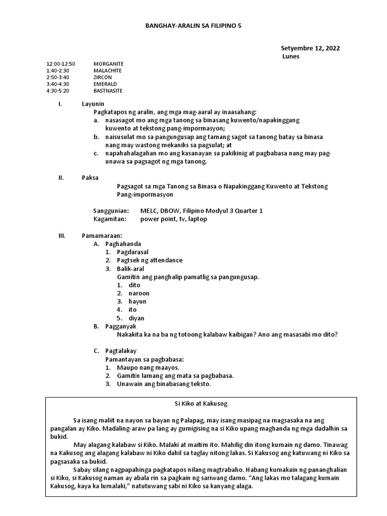 Filipino q1 Week3 Day1 | PDF
